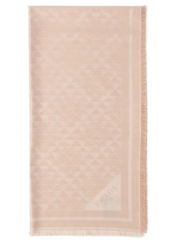 Prada Logo-jacquard Silk Scarf - Pink