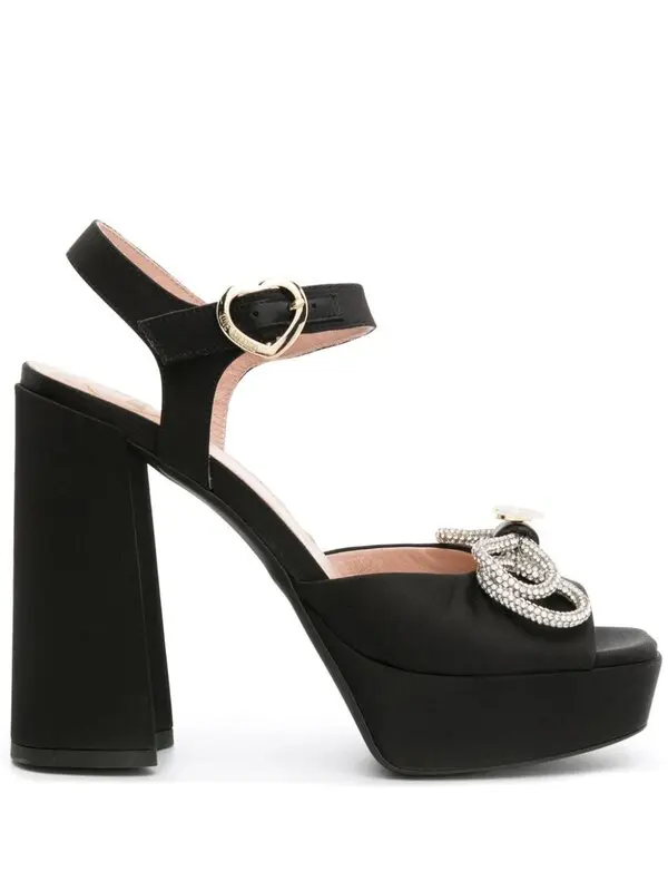 Moschino 130mm Crystal-embellished Bow Sandals - Black
