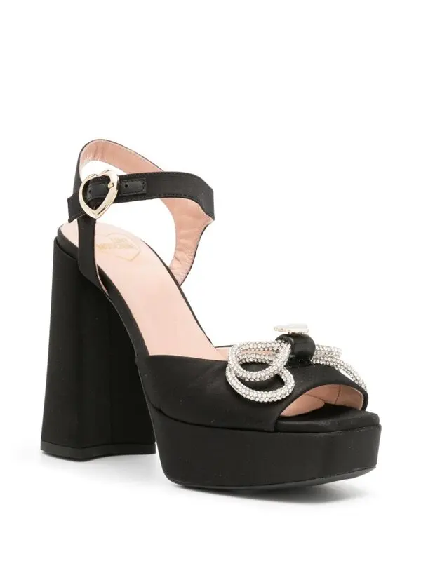 Moschino 130mm Crystal-embellished Bow Sandals - Black