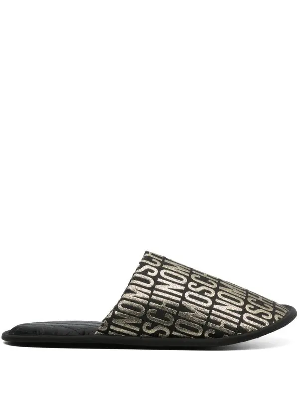 Moschino Monogram-jacquard Lurex Slides Set - Black