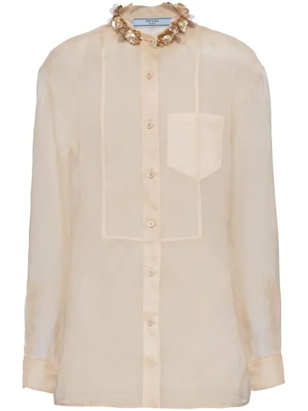Prada Embroidered Organza Shirt