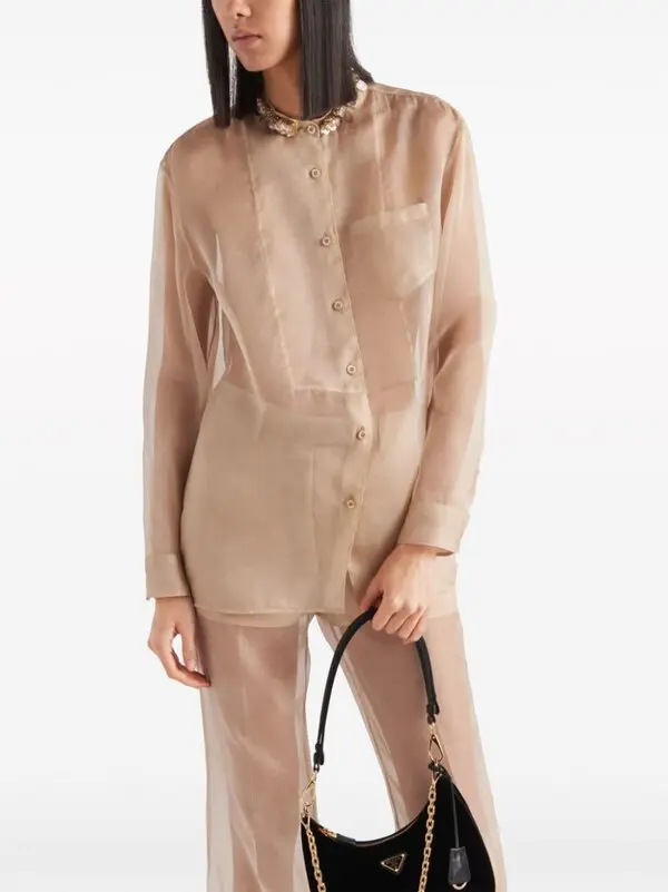 Prada Embroidered Organza Shirt