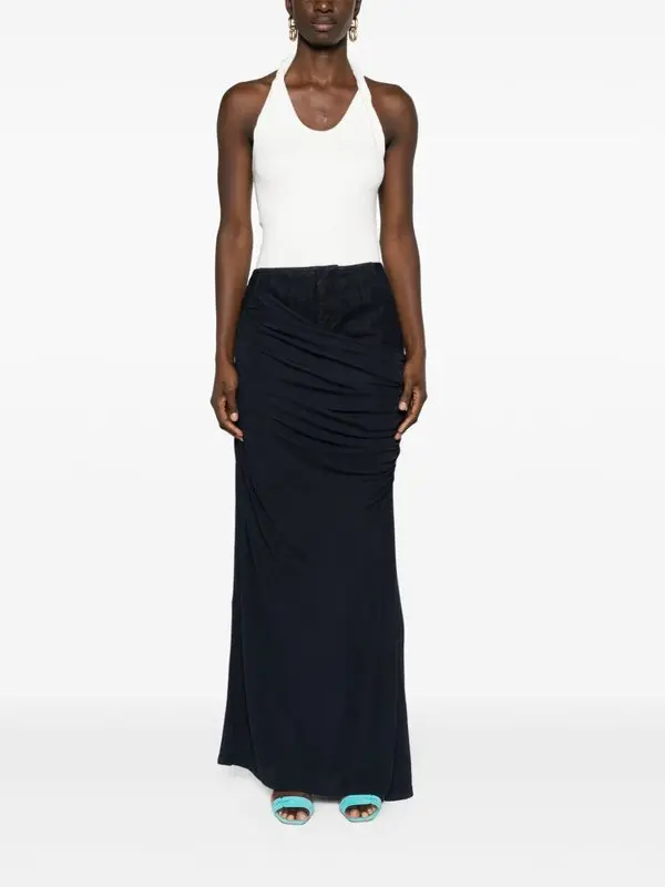 Christopher Esber Wrapped Denim-trim Maxi Skirt