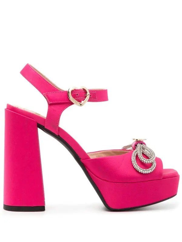 Moschino Logo-plaque Bow Sandals - Pink