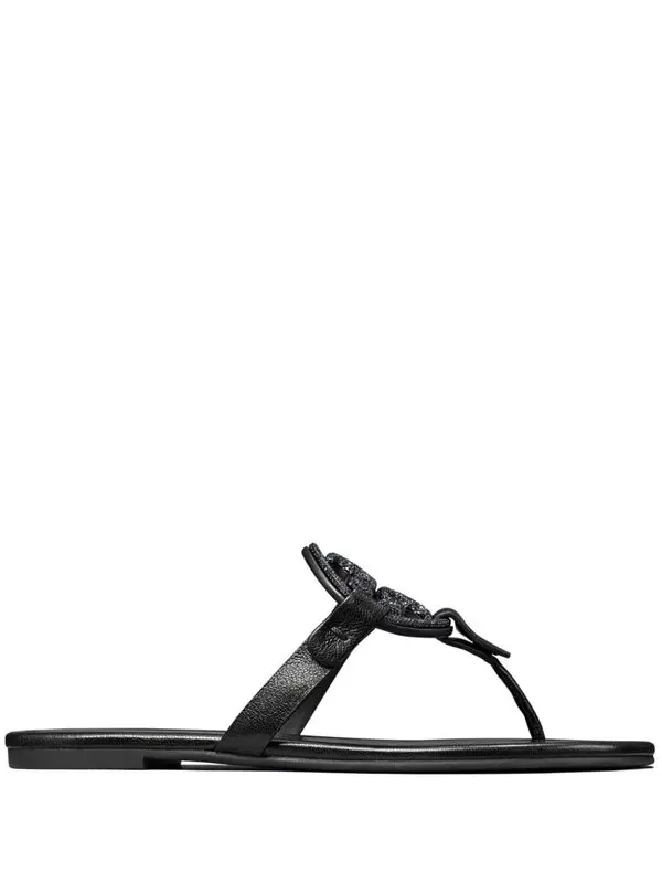 Tory Burch Miller Pavé Leather Sandals - Black