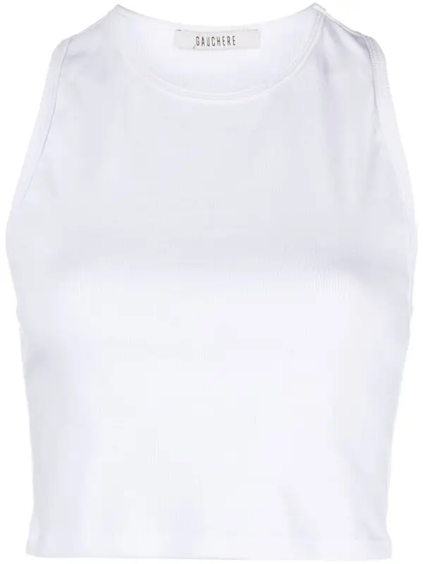 Gauchère Racerback Crop Top - White