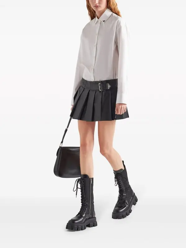 Prada Pleated Leather Miniskirt