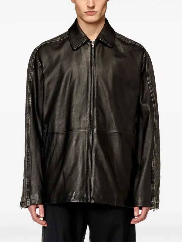 DIESEL® L-stoller Panelled Leather Jacket
