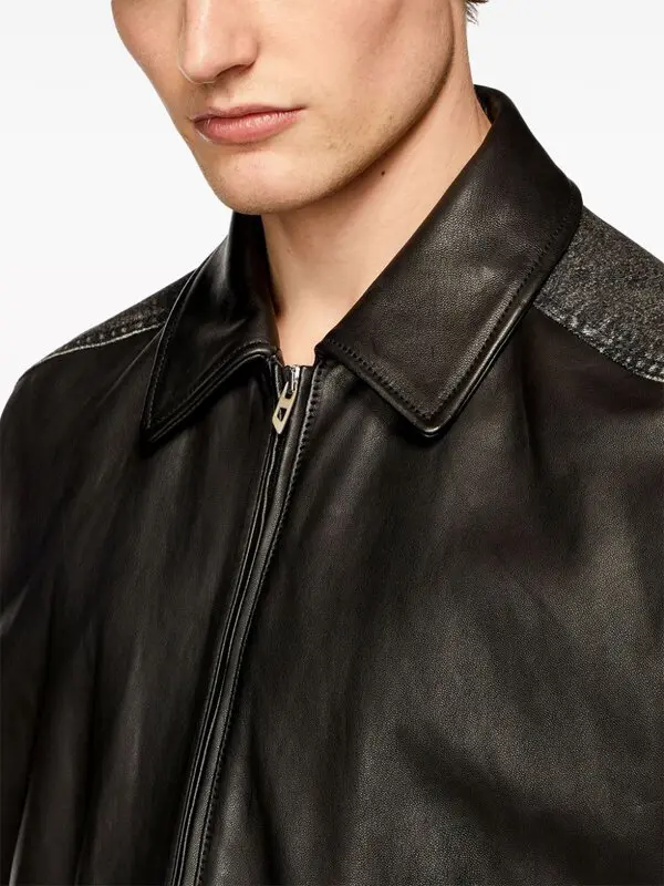 DIESEL® L-stoller Panelled Leather Jacket