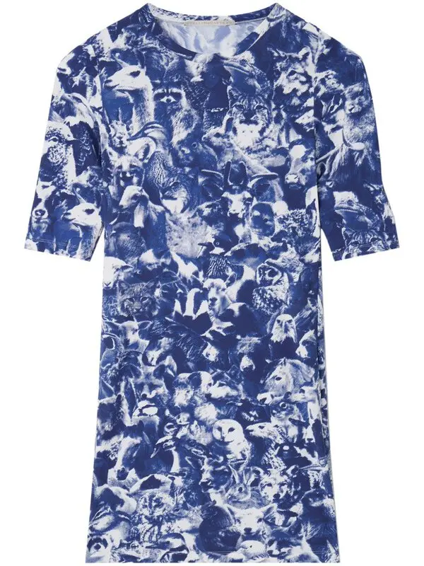 Stella McCartney Animal Forest-print Mini Dress - Blue