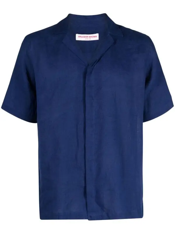 Orlebar Brown Maitan Notched-collar Linen Shirt - Blue
