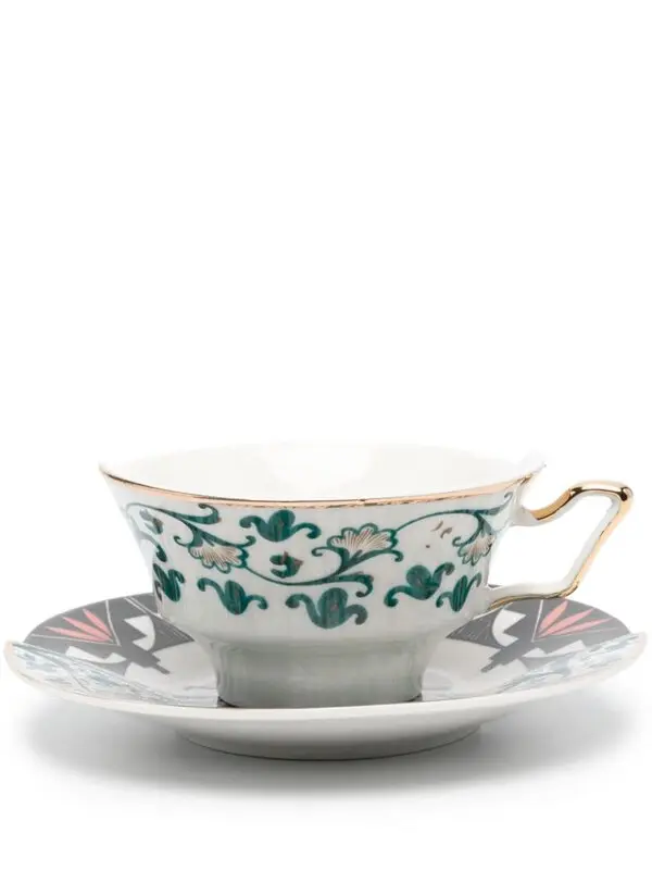 SELETTI Hybrid Aspero Ceramic Tea Cup Set - Black
