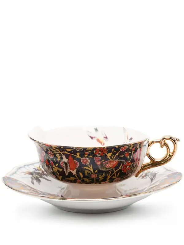 SELETTI Hybrid Kannauj Floral-print Tea Cup Set - Blue