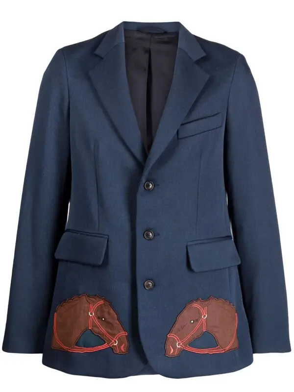 BODE Pony Appliqué Suit Jacket - Blue
