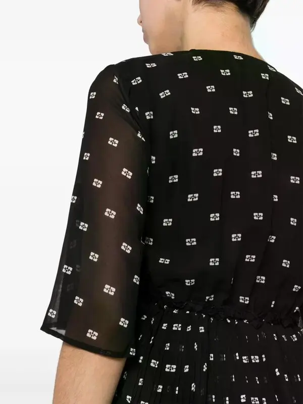 GANNI Graphic-print V-neck Blouse