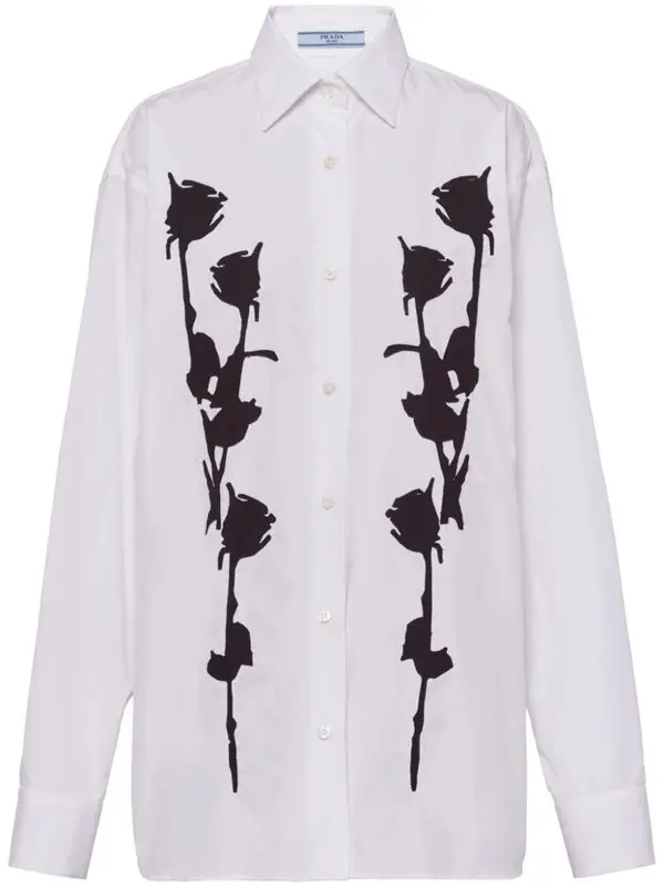 Prada Embroidered Poplin Shirt