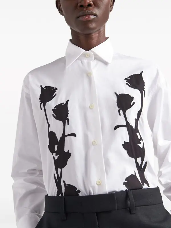 Prada Embroidered Poplin Shirt