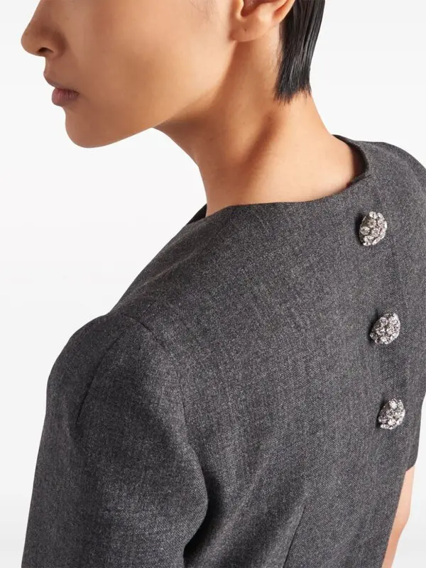 Prada Button-embellished Wool Minidress