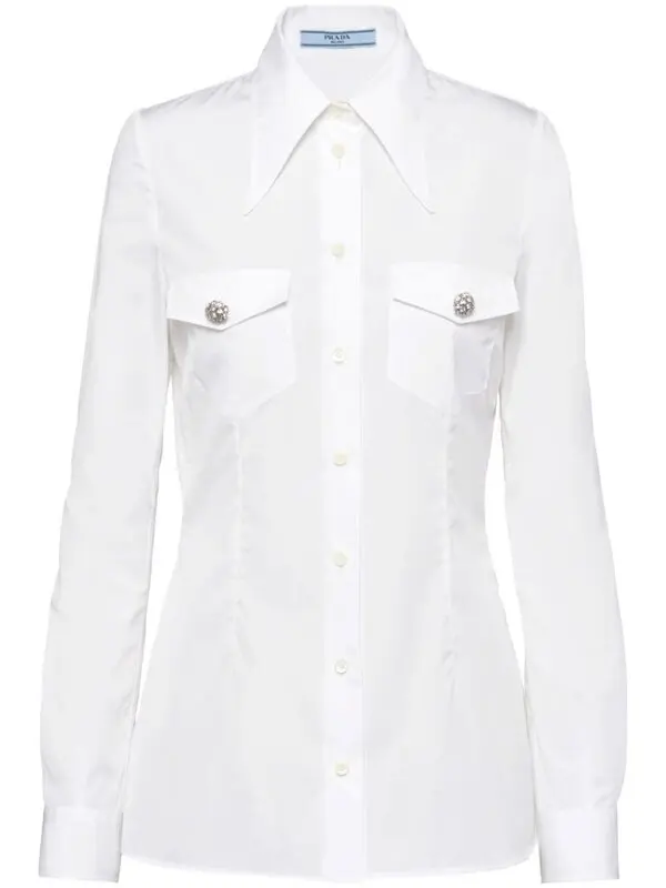 Prada Jewel-button Poplin Shirt