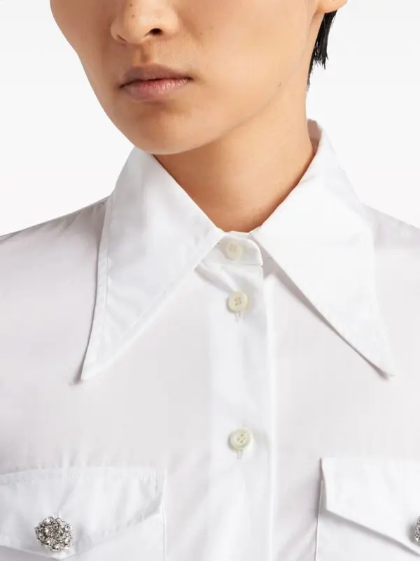 Prada Jewel-button Poplin Shirt