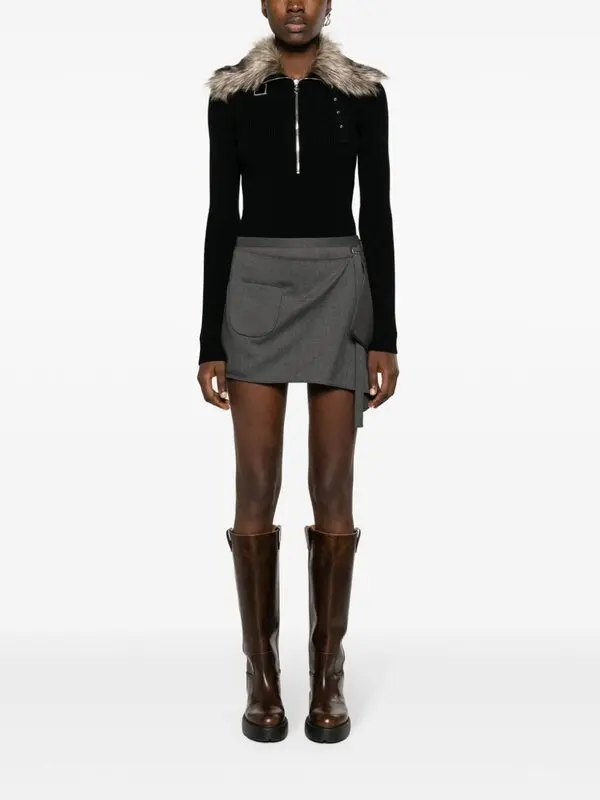COURREGES Draped Virgin Wool-blend Mini Skirt