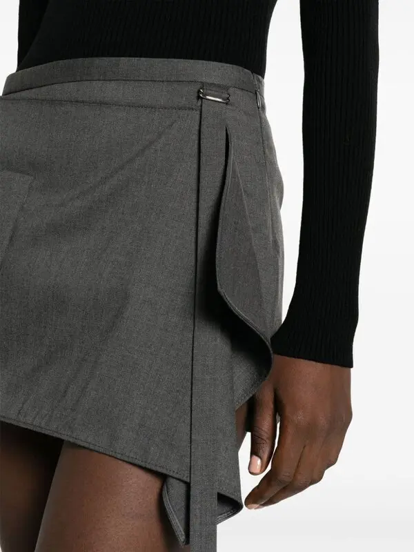 COURREGES Draped Virgin Wool-blend Mini Skirt