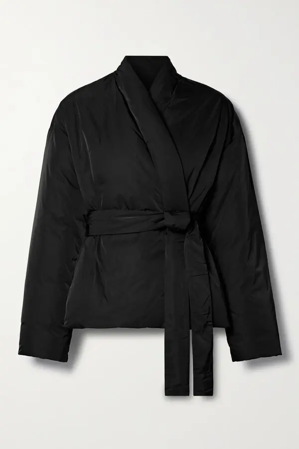 FERRAGAMO Belted Twill Down Wrap Jacket