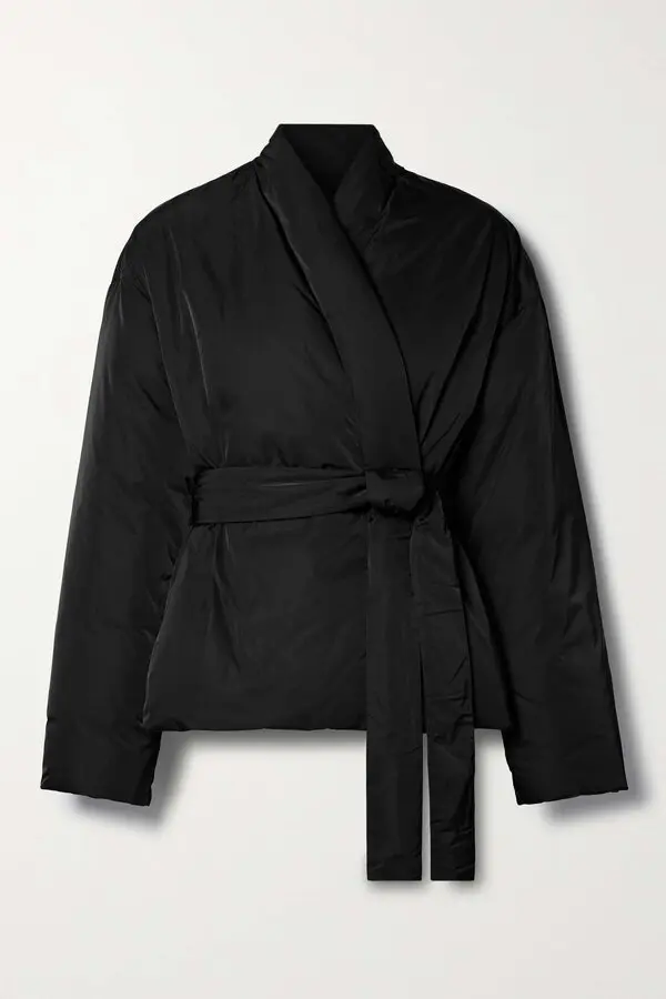 FERRAGAMO Belted Twill Down Wrap Jacket