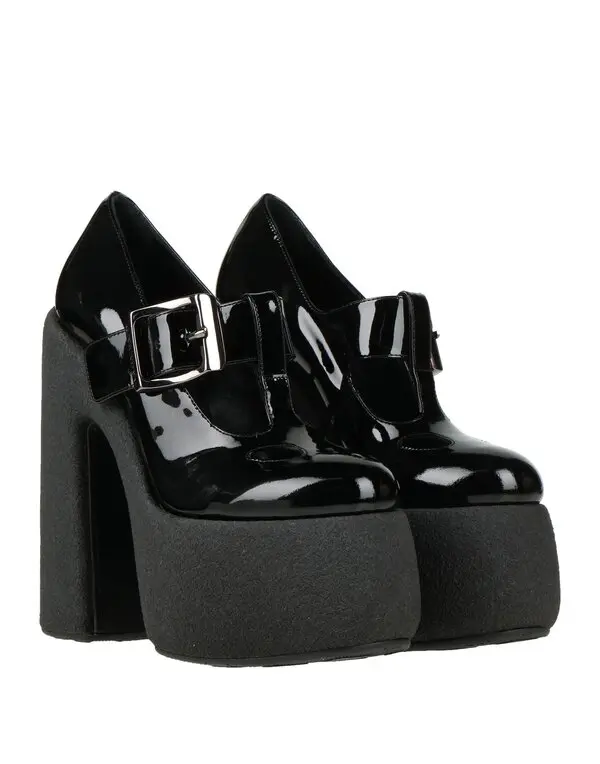 Casadei Patent-effect Leather Loafers With Block Heel - Black