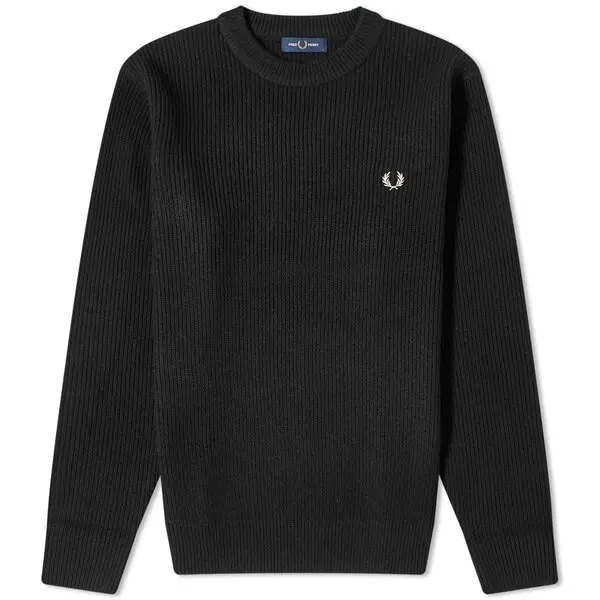 Fred Perry Textured Lambswool Jumper - Black | Editorialist