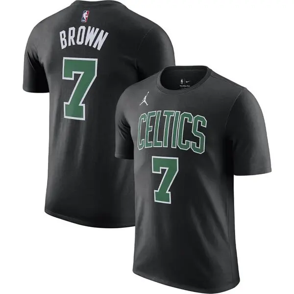 JORDAN BRAND Jaylen Brown Boston Celtics 2022/23 Statement Edition Name & Number T-shirt - Black