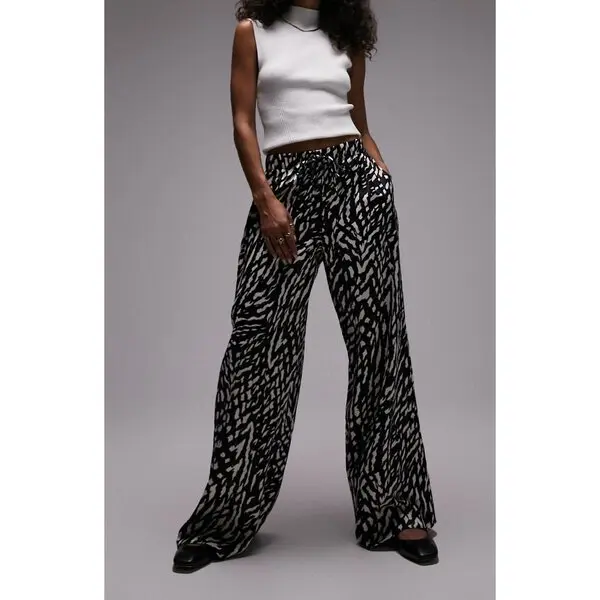 Topshop Satin Wide Leg Drawstring Pants