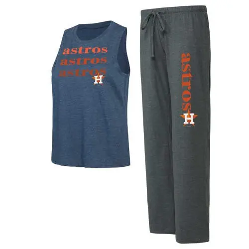 CONCEPTS SPORT Navy Houston Astros Meter Muscle Tank And Pants Sleep Set - Charcoal