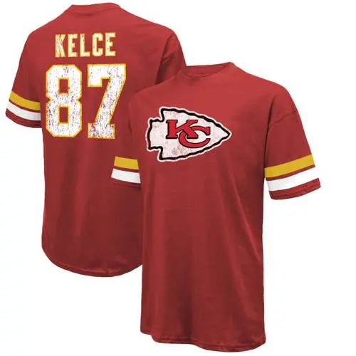 MAJESTIC THREADS Travis Kelce Kansas City Chiefs Name & Number Oversize Fit T-shirt - Red