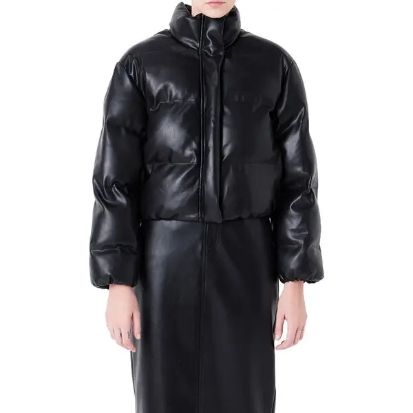 GREY LAB Crop Puffer Jacket - Black