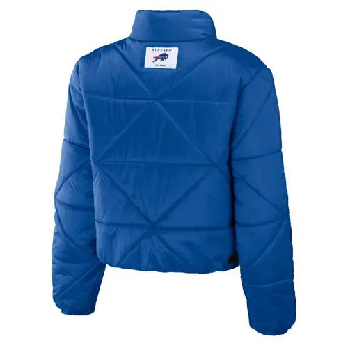 WEAR BY ERIN ANDREWS Buffalo Bills Cropped Puffer Jacket - Royal