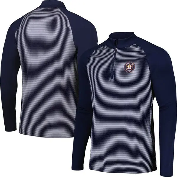 LEVELWEAR Houston Astros Charter Striped Raglan Quarter-zip Top - Navy