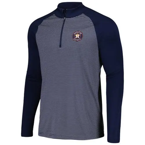 LEVELWEAR Houston Astros Charter Striped Raglan Quarter-zip Top By - Navy