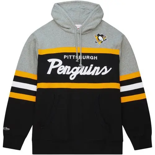 Mitchell & Ness Gray Pittsburgh Penguins Head Coach Pullover Hoodie