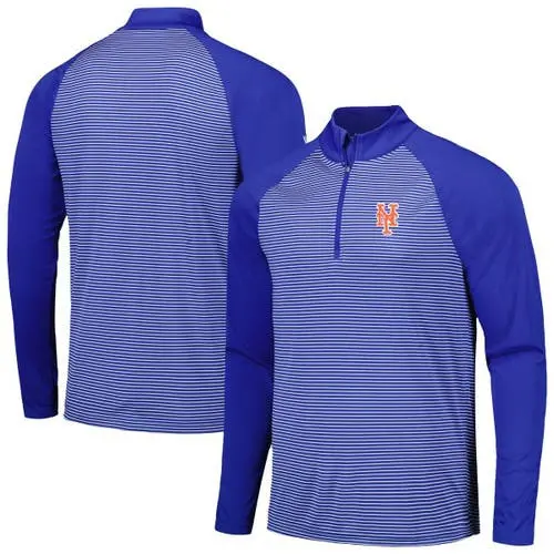 LEVELWEAR New York Mets Charter Striped Raglan Quarter-zip Top - Royal