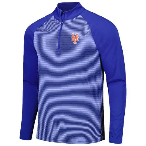 LEVELWEAR New York Mets Charter Striped Raglan Quarter-zip Top - Royal