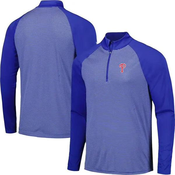 LEVELWEAR Philadelphia Phillies Charter Striped Raglan Quarter-zip Top - Royal
