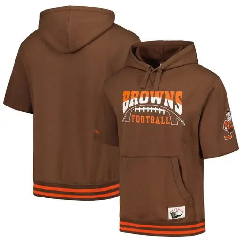 Mitchell & Ness Cleveland S Pre-game Short Sleeve Pullover Hoodie