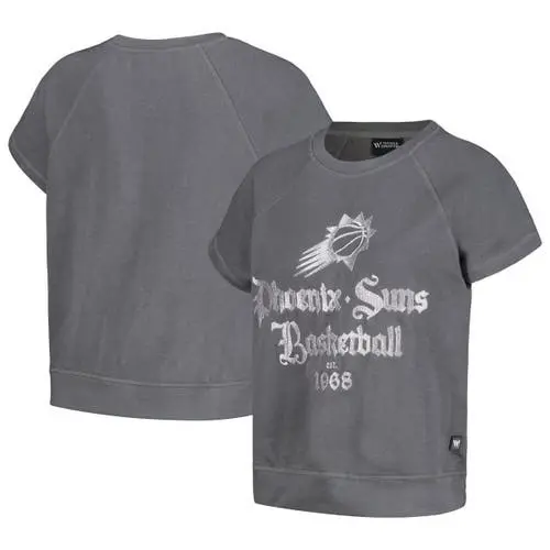 THE WILD COLLECTIVE Phoenix Suns Embroidered Short Sleeve Pullover - Gray