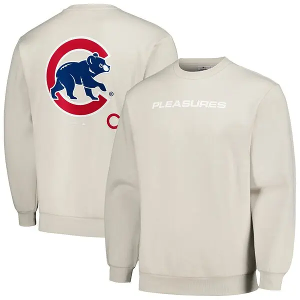 PLEASURES Chicago Cubs Ballpark Pullover Sweatshirt - Gray