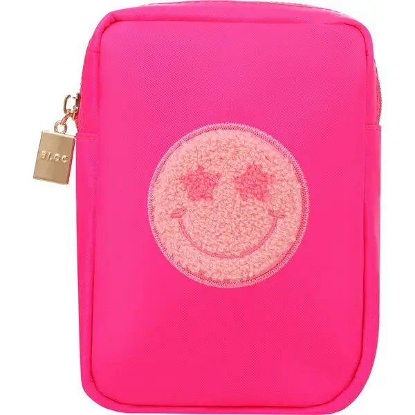 BLOC BAGS Smiley Cosmetics Bag - Hot Pink