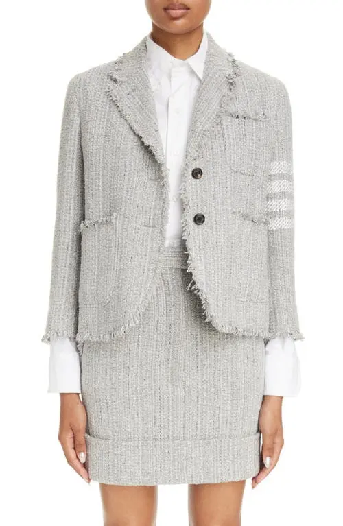 Thom Browne 4-bar Unconstructed Shrunken Tweed Blazer