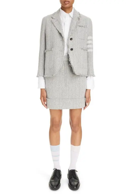 Thom Browne 4-bar Unconstructed Shrunken Tweed Blazer