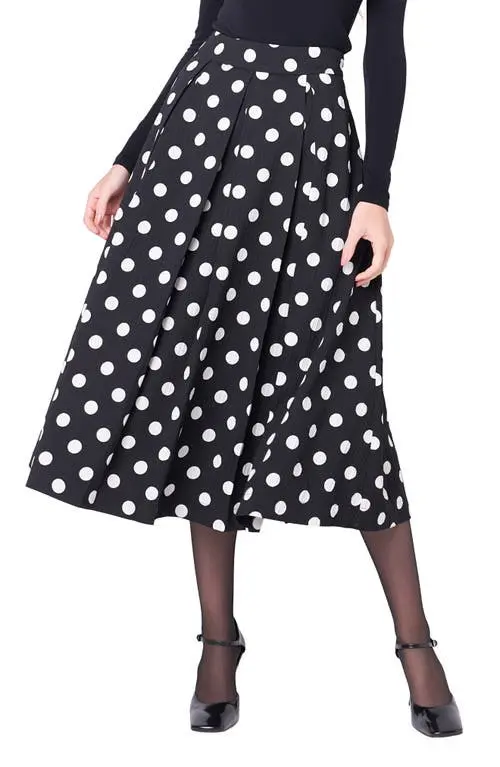 English Factory Polka Dot A-line Midi Skirt - Black