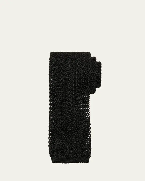 Ralph Lauren Purple Label Super-knit Silk Neck Tie - Black